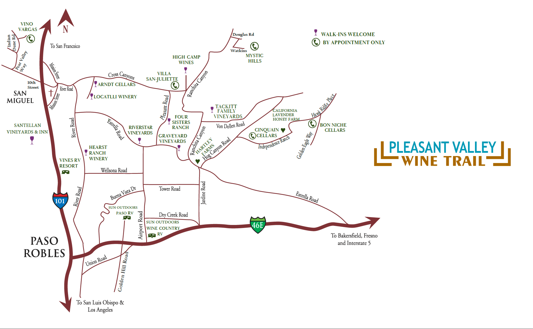 Map – Pleasant Valley Wine Trail